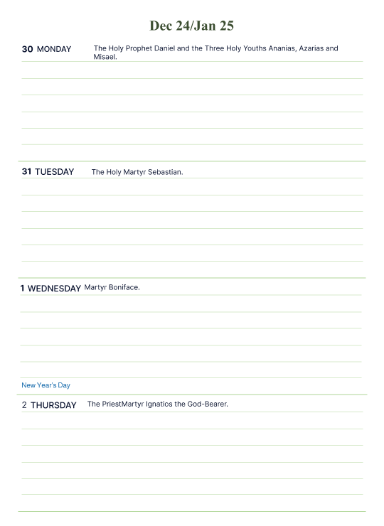 Orthodox Christian Daily Planner 2025 (Julian Church Calendar) – Holy ...