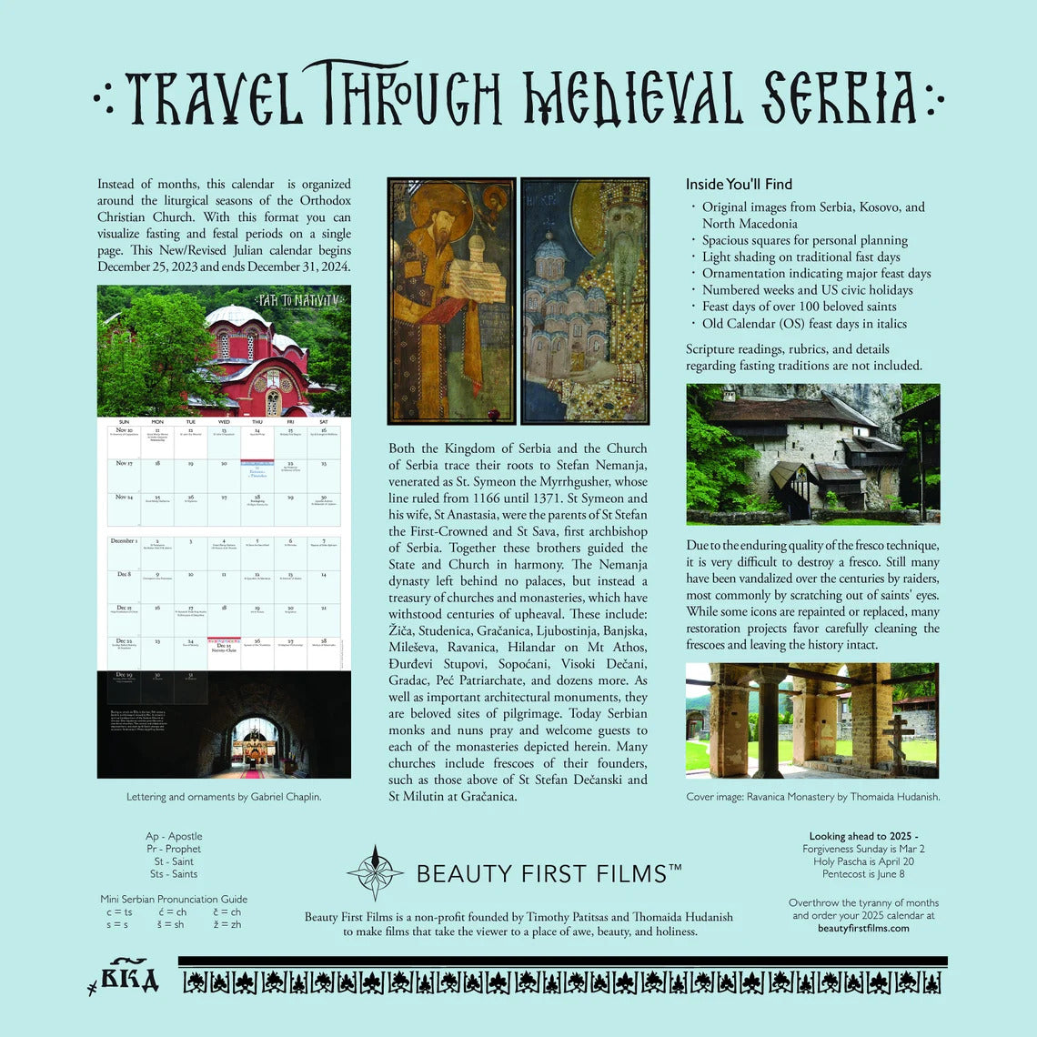 Calendar of Liturgical Seasons 2025 (Julian version, old calendar ...